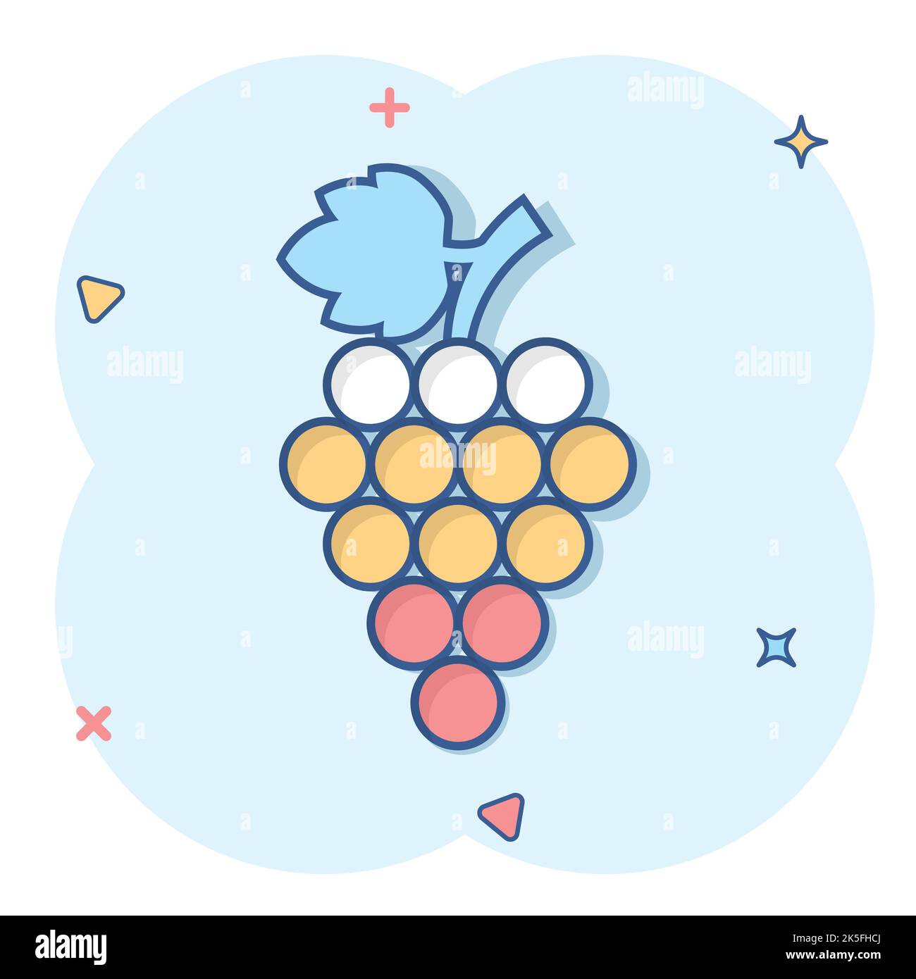 Grape fruits sign icon in comic style. Grapevine vector cartoon ...