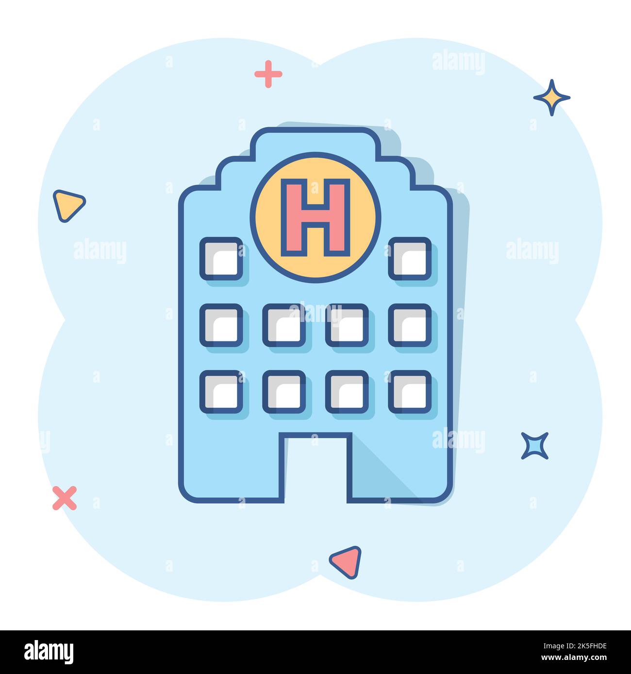 Hospital building icon in comic style. Infirmary vector cartoon ...