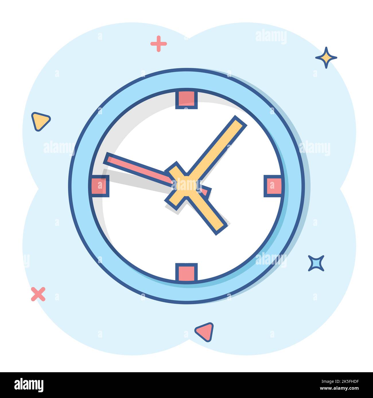 Clock sign icon in comic style. Time management vector cartoon ...
