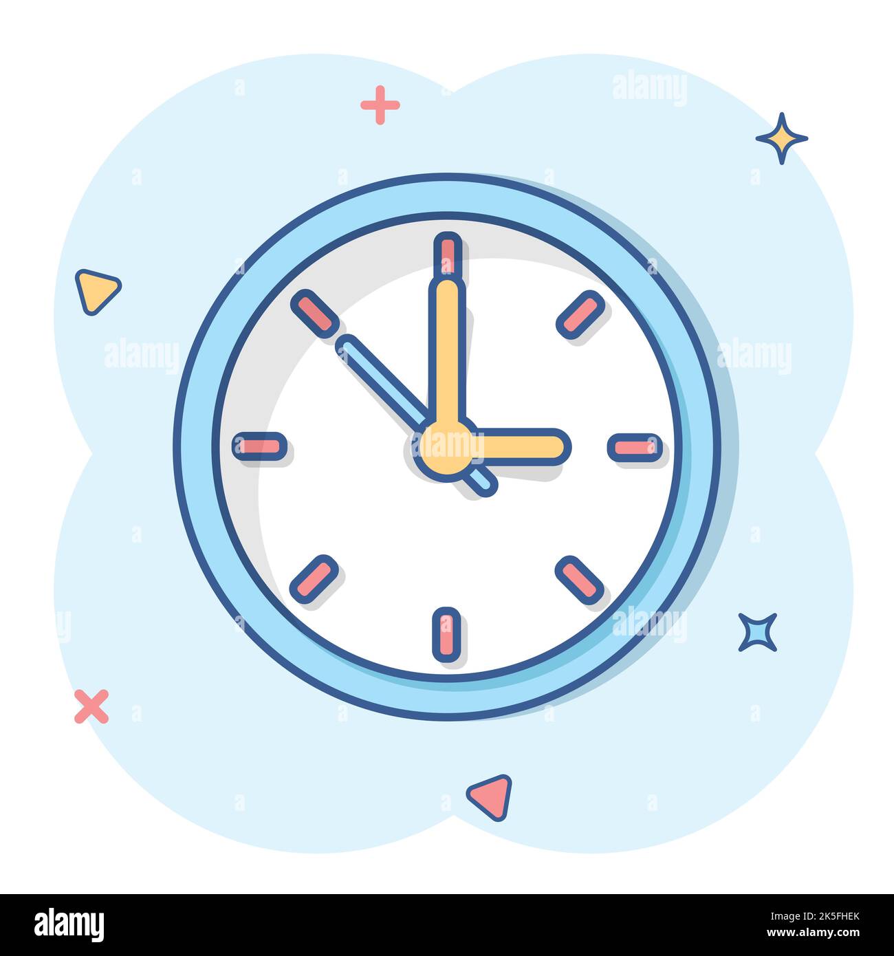 Clock sign icon in comic style. Time management vector cartoon ...