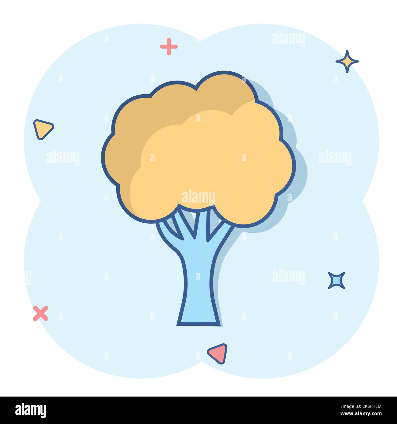 Tree sign icon in comic style. Branch forest vector cartoon ...