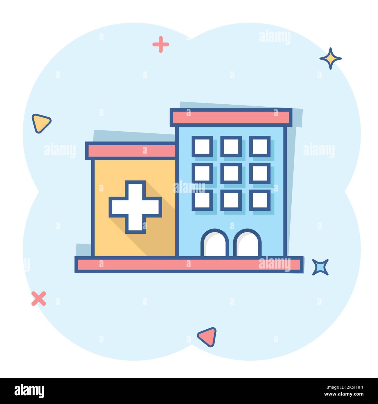 Hospital building icon in comic style. Infirmary vector cartoon ...