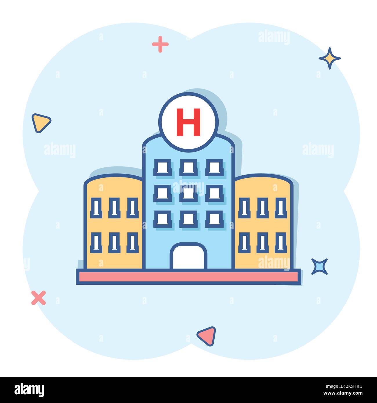 Hospital building icon in comic style. Infirmary vector cartoon ...