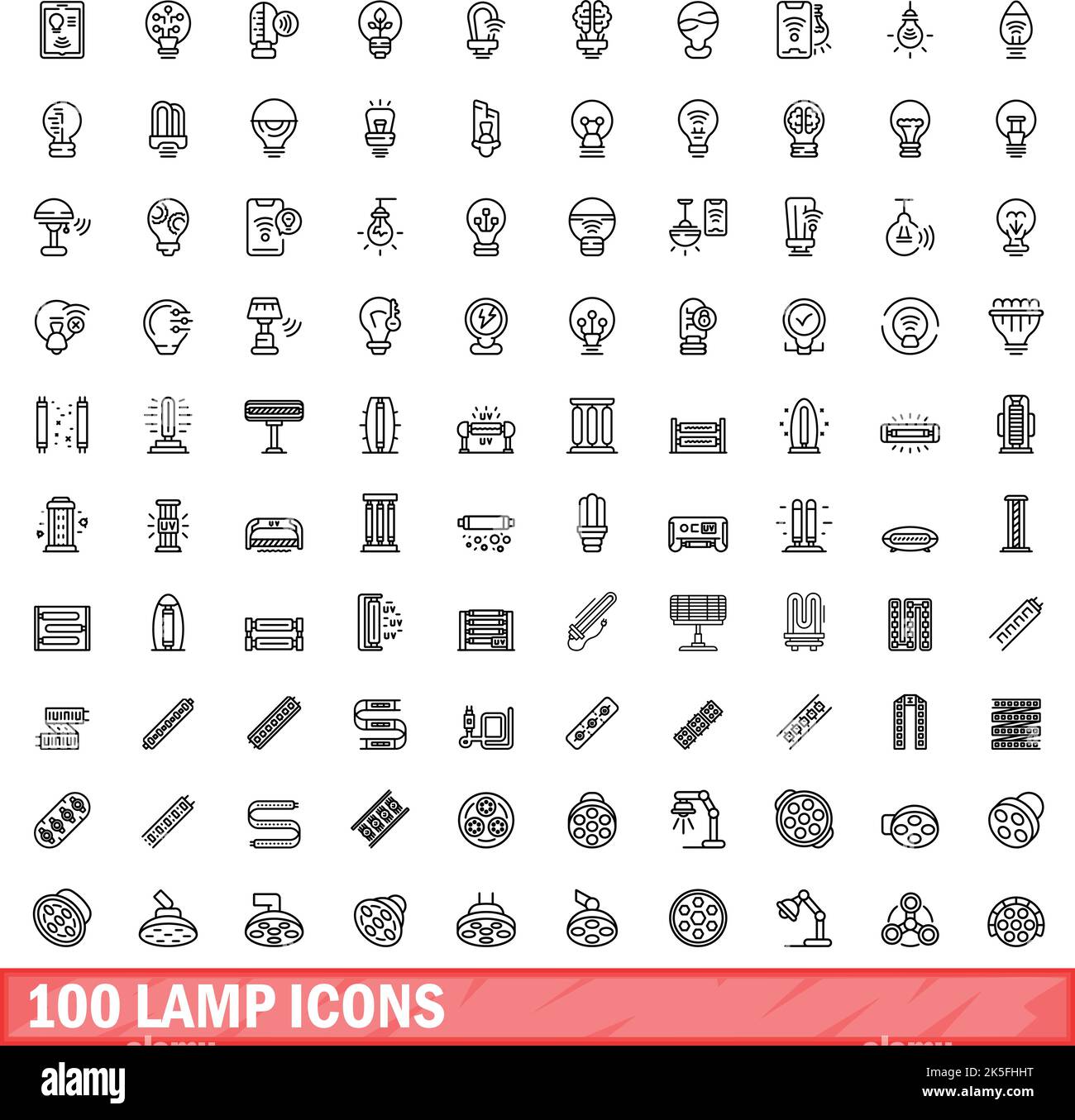 100 lamp icons set. Outline illustration of 100 lamp icons vector set ... 100 lamp icons set. Outline illustration of 100 lamp icons vector set ...