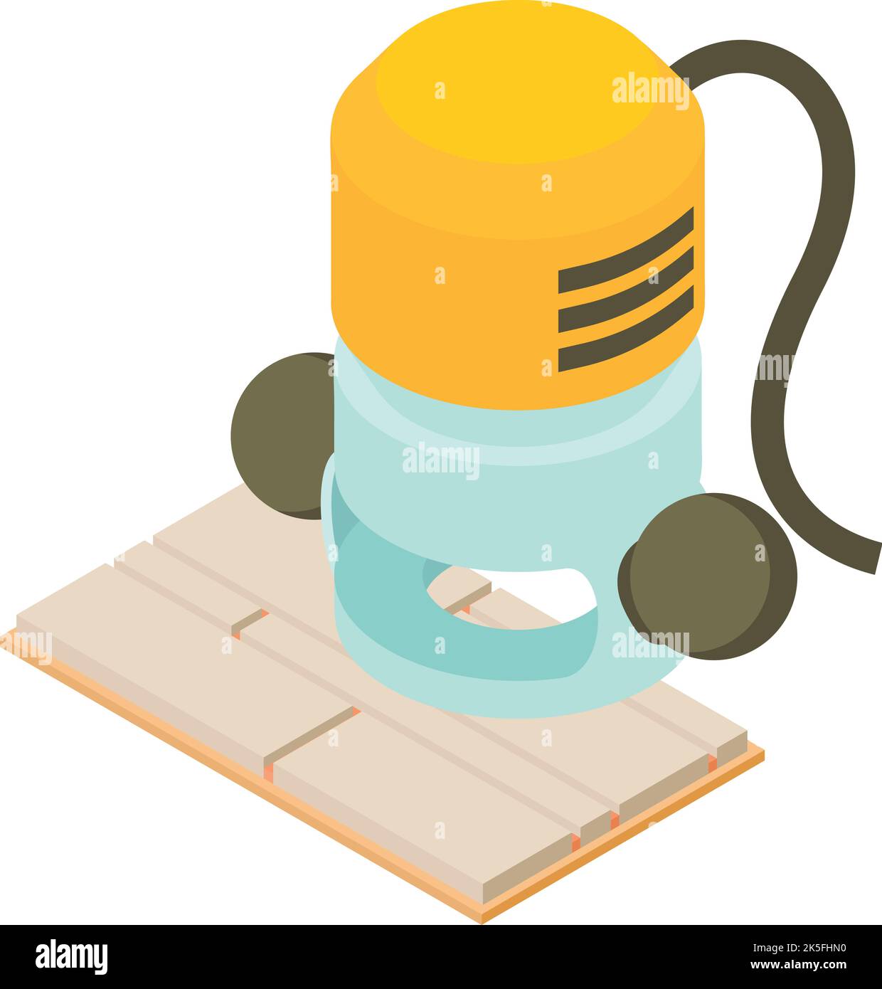 Industrial tool icon isometric vector. Wired plunge router and floor ...