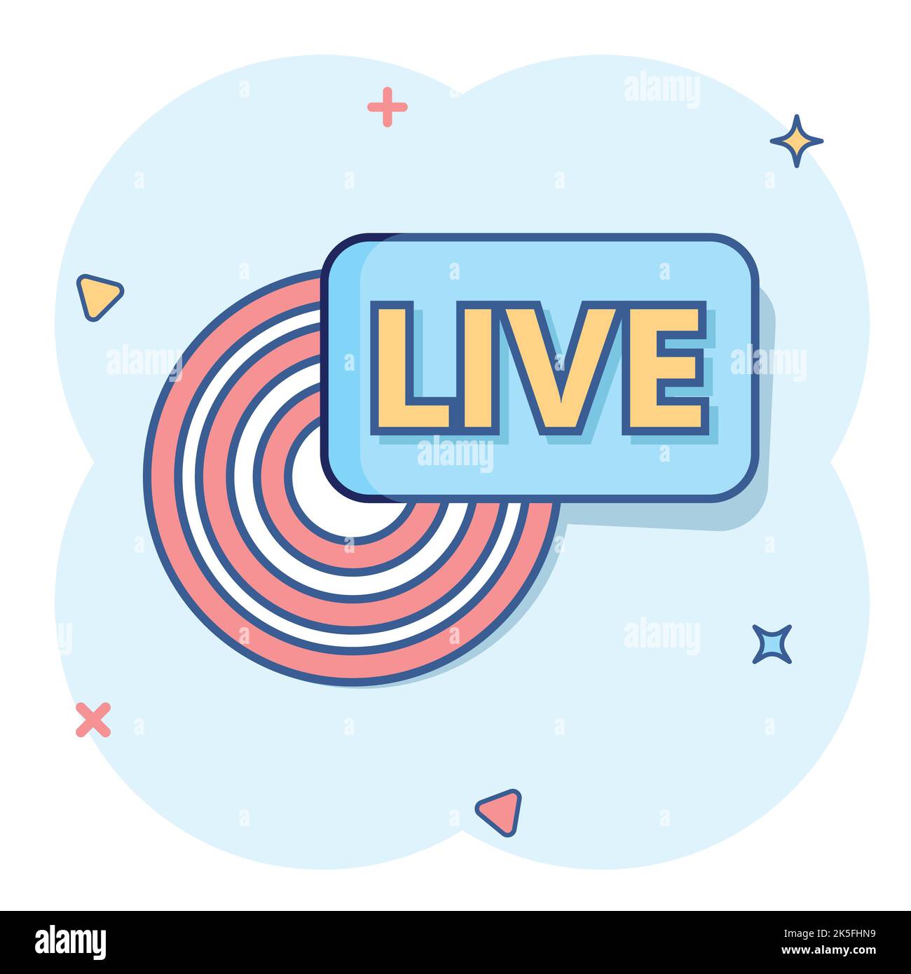Live broadcast icon in comic style. Antenna vector cartoon illustration ...