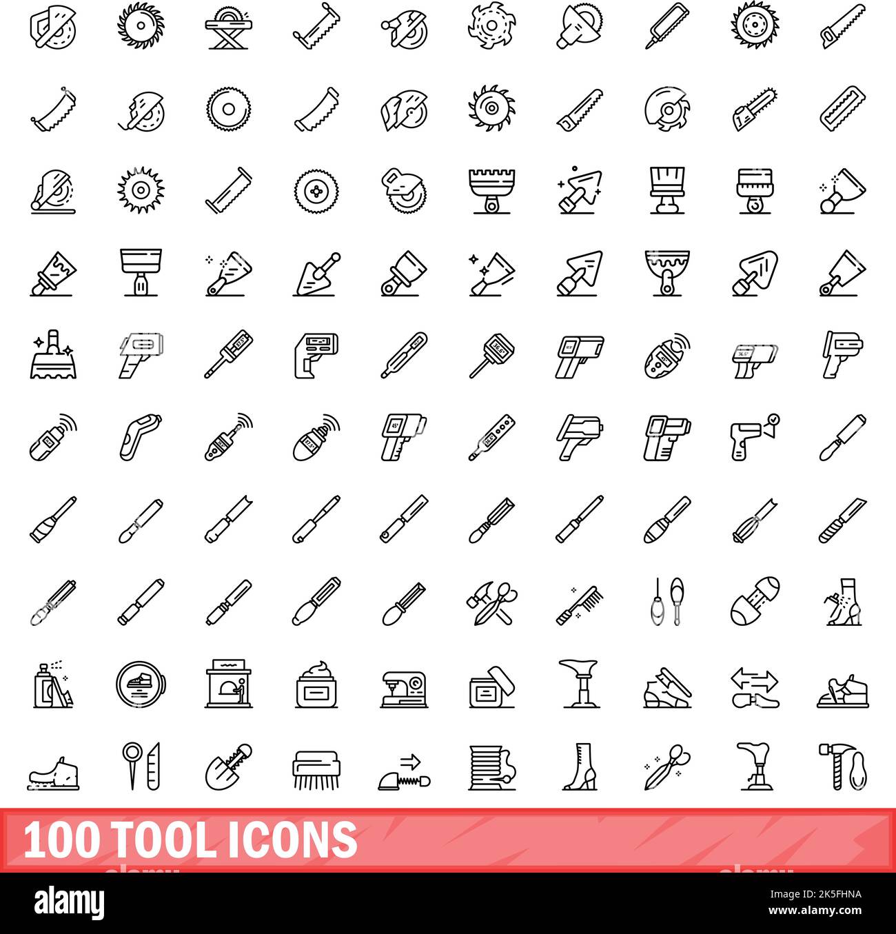 100 tool icons set. Outline illustration of 100 tool icons vector set ...