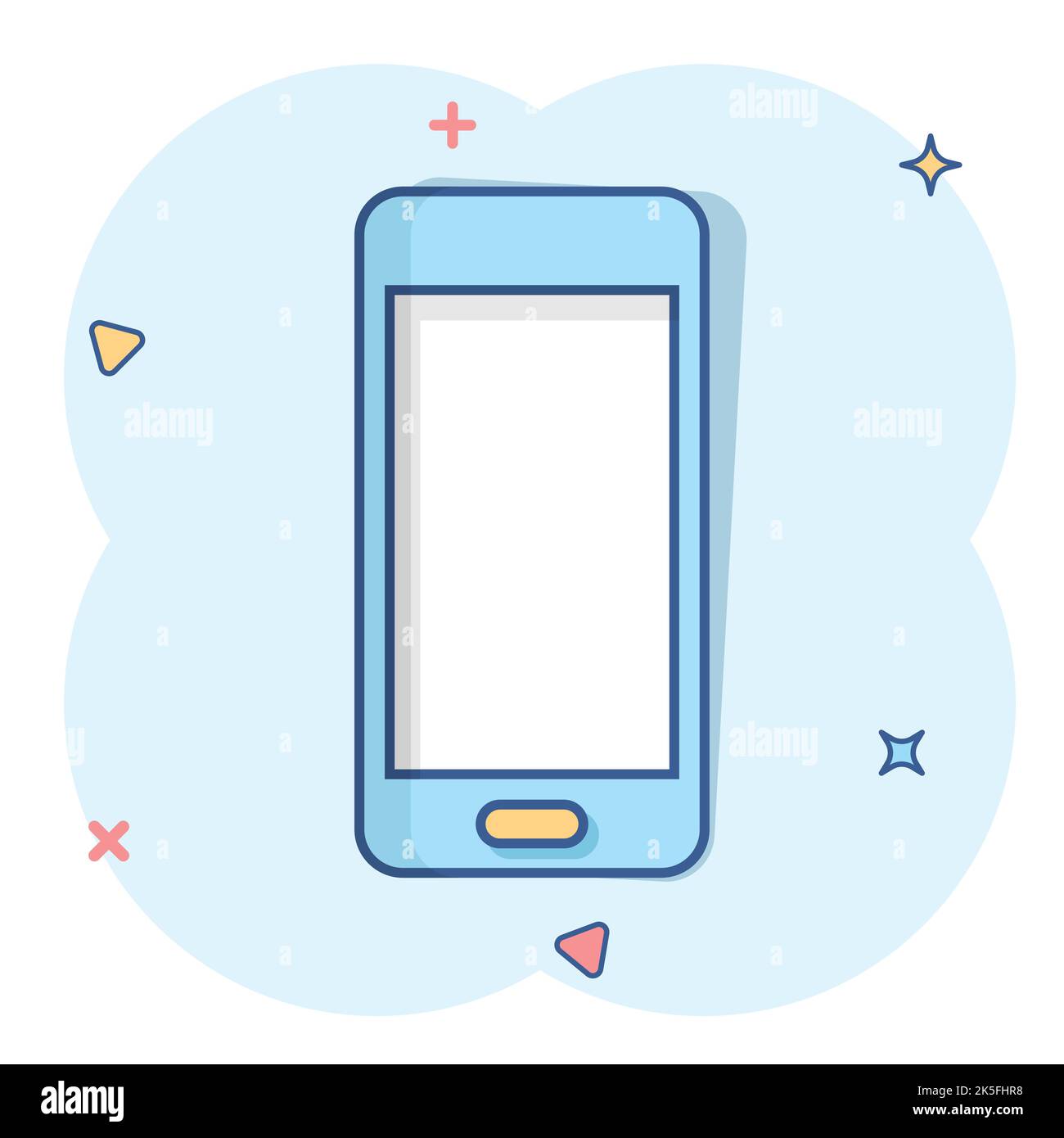 Phone device sign icon in comic style. Smartphone vector cartoon ...