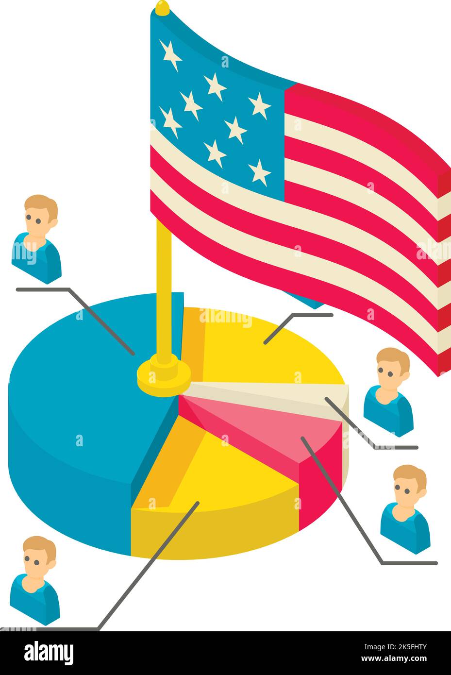 Voter statistic icon isometric vector. Colored pie chart with candidate ...
