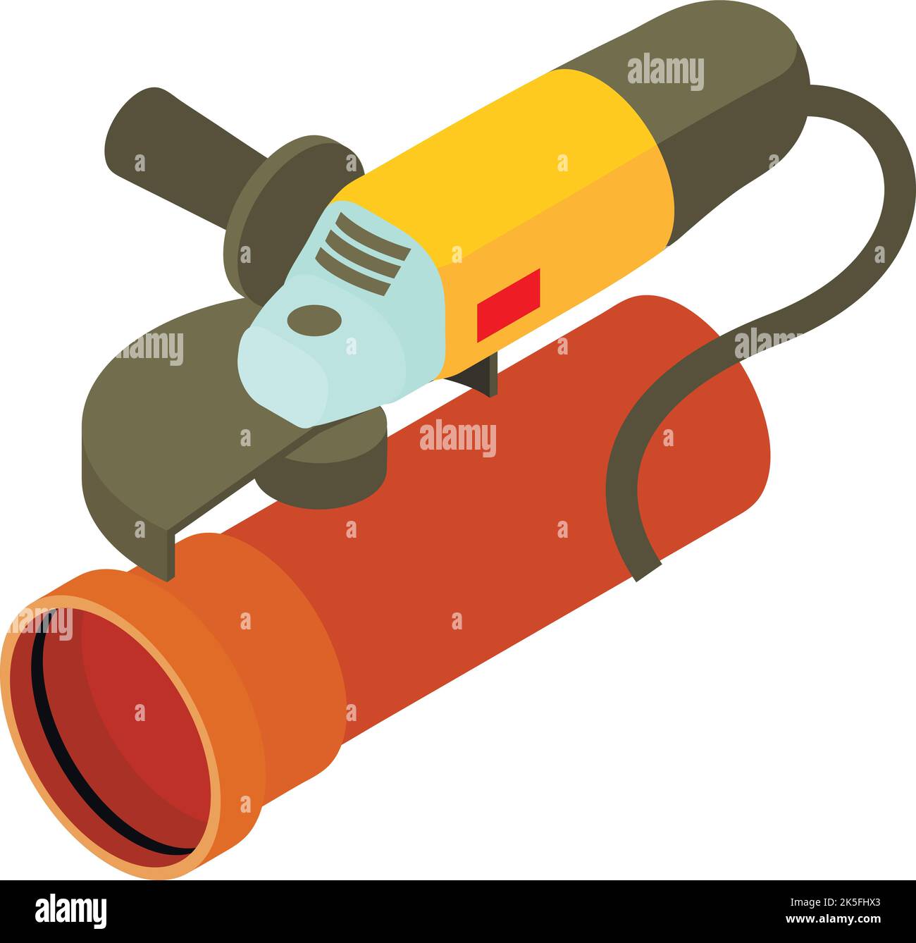 Electric equipment icon isometric vector. Electric sander and part of pipe icon. Angle grinder ...