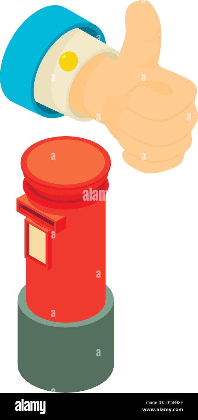 Voting method icon isometric vector. Man hand with thumb up, red ...