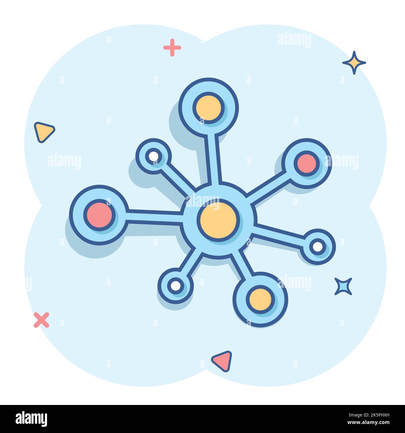 Hub network connection sign icon in comic style. Dna molecule vector ...