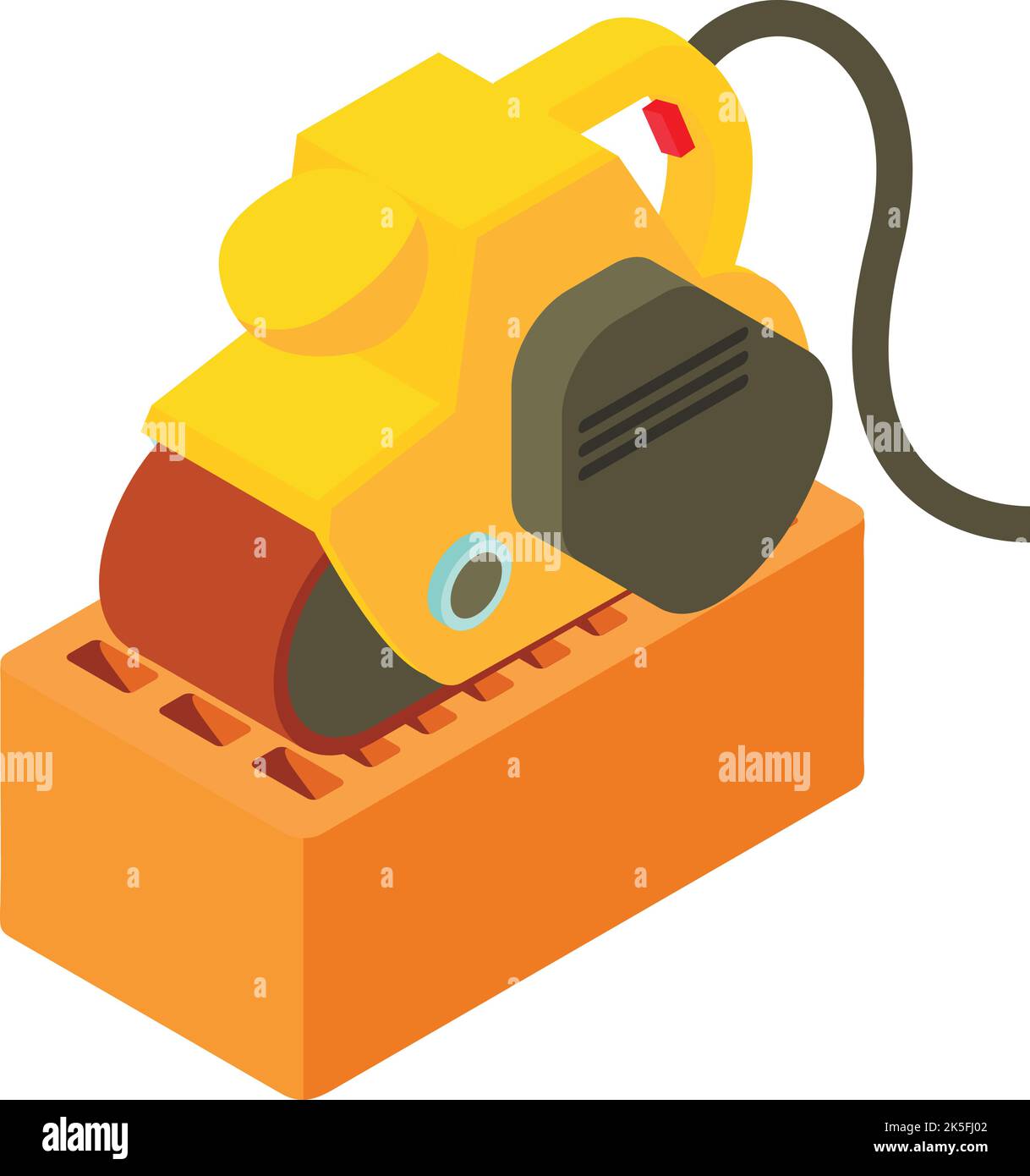 Power tool icon isometric vector. Handheld electric power tool on red ...
