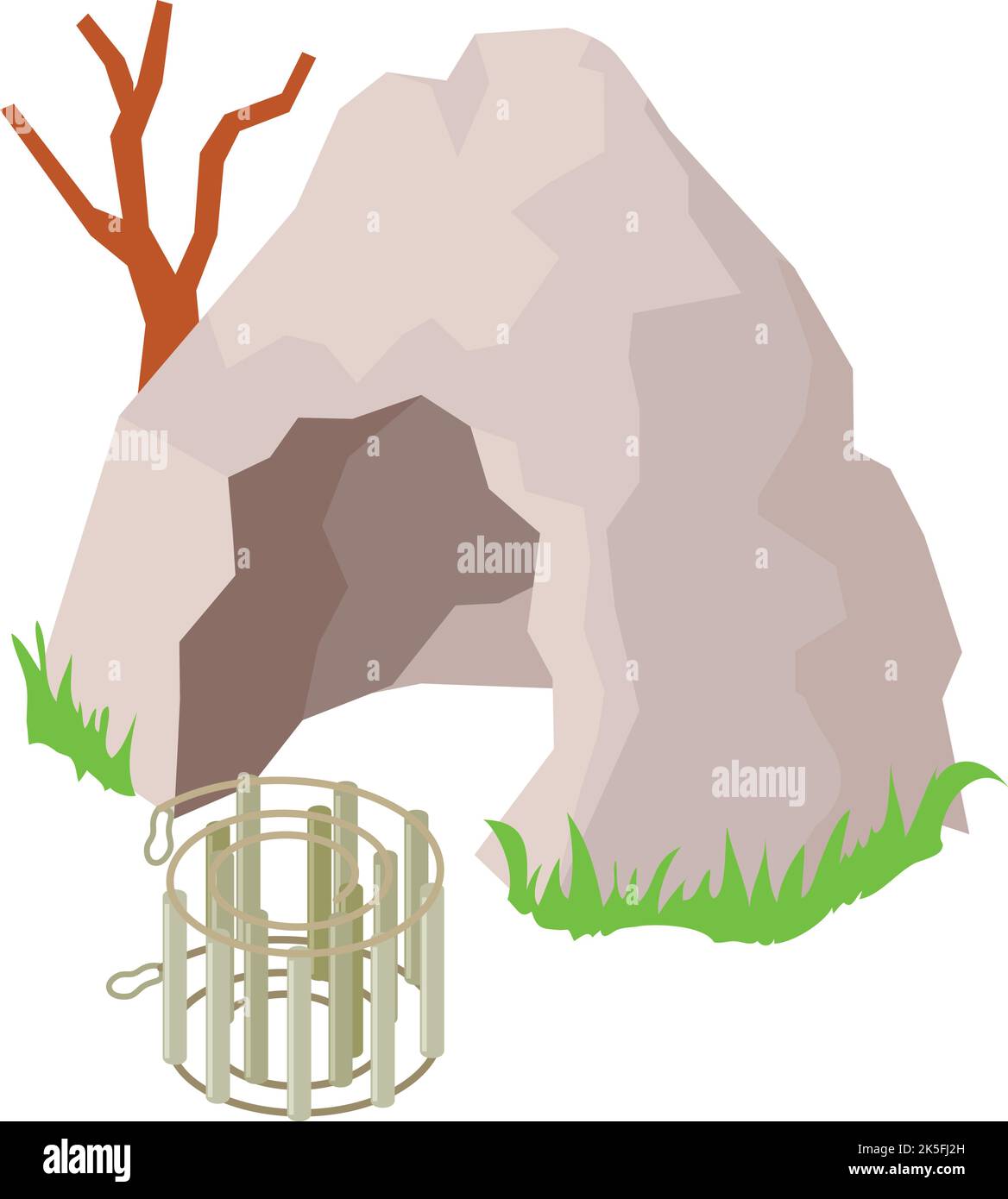 Speleological equipment icon isometric vector. Cave entrance and caving ...