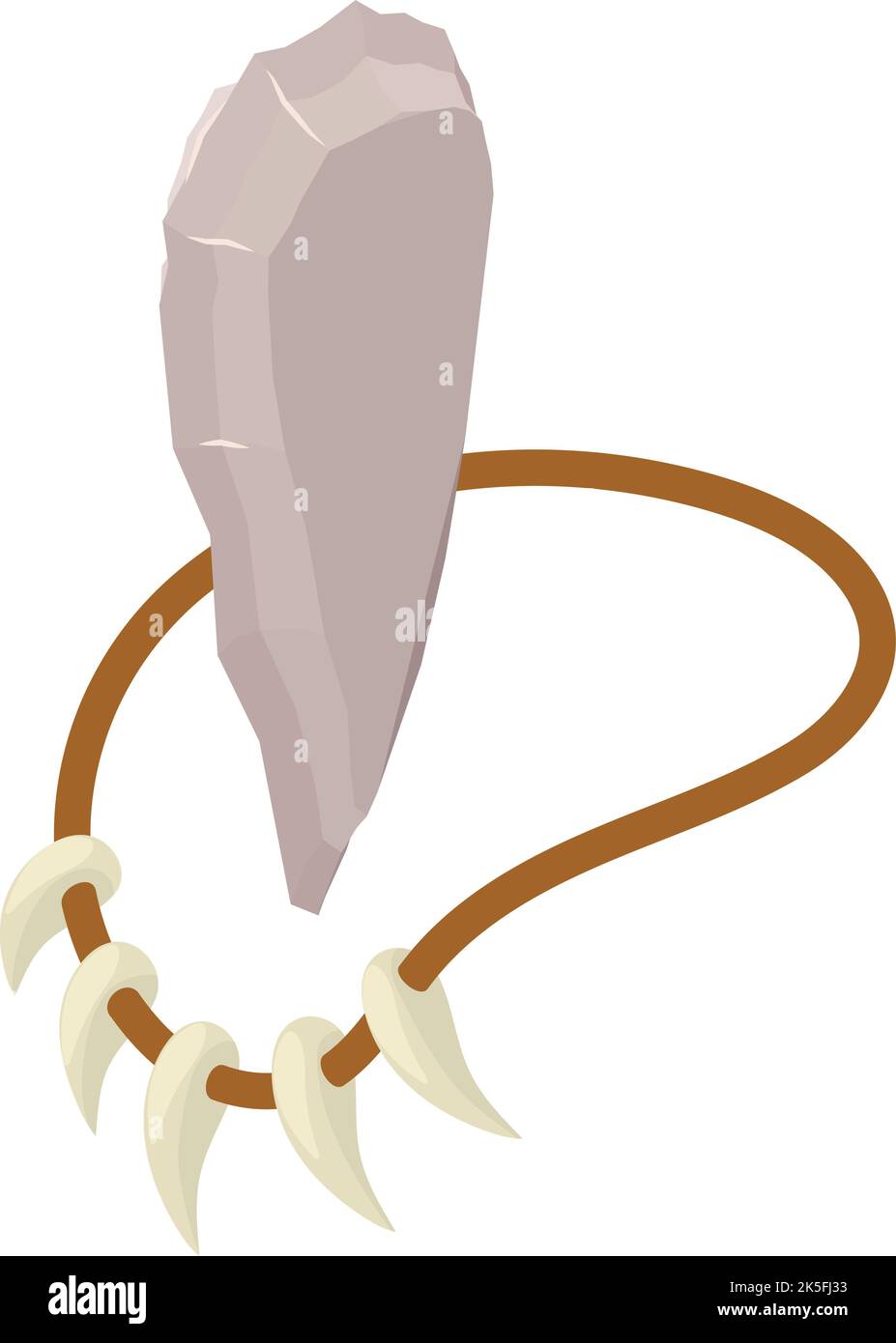 Primal accessory icon isometric vector. Necklace of teeth and spearhead ...