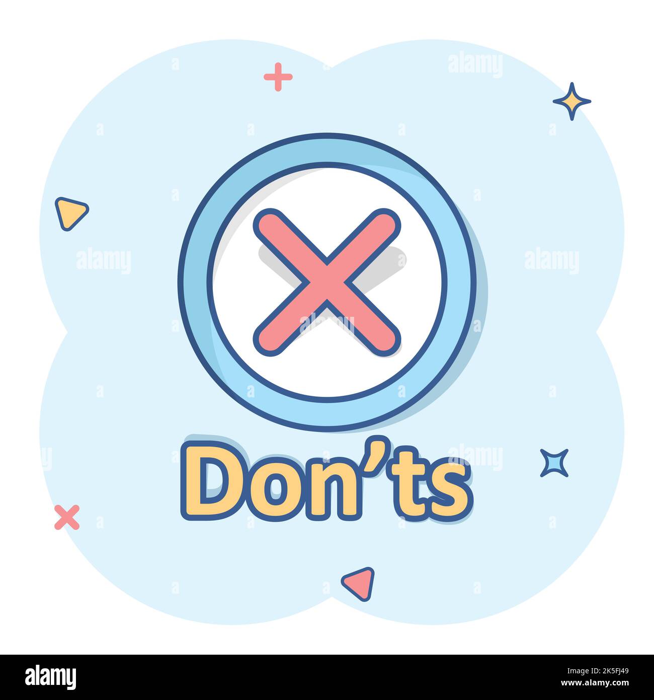Don'ts sign icon in comic style. Unlike vector cartoon illustration. No ...