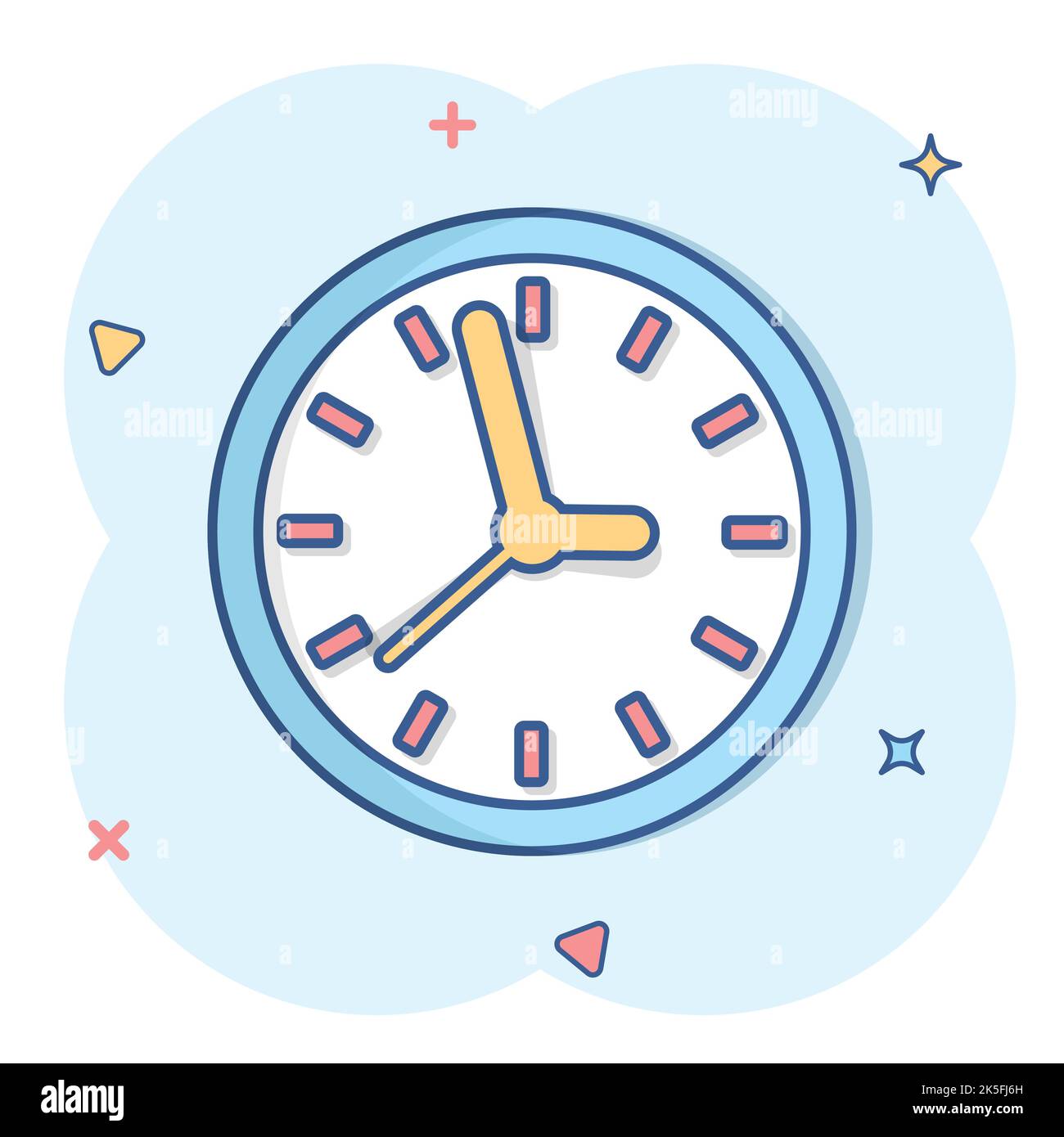Clock sign icon in comic style. Time management vector cartoon ...