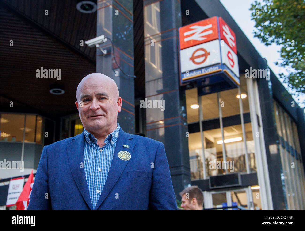 London, UK. 8th Oct, 2022. Mick Lynch, General Secretary of the RMT, on ...