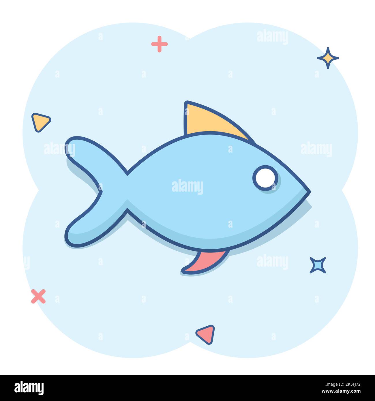 Fish sign icon in comic style. Goldfish vector cartoon illustration on ...