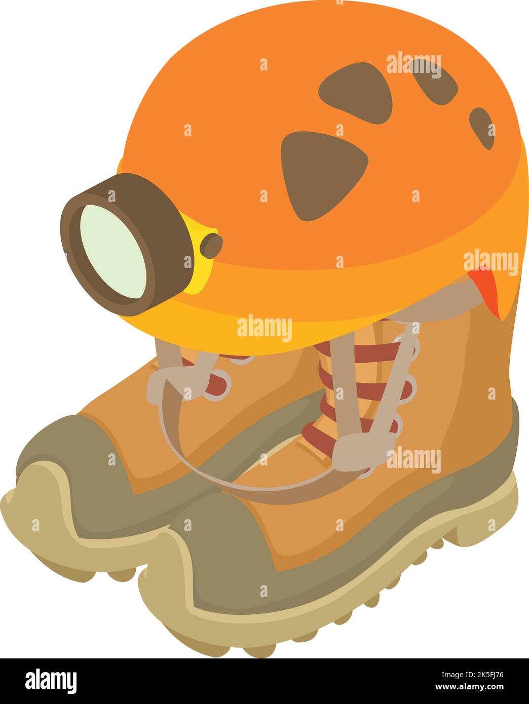 Caving equipment icon isometric vector. Caving helmet with lantern ...