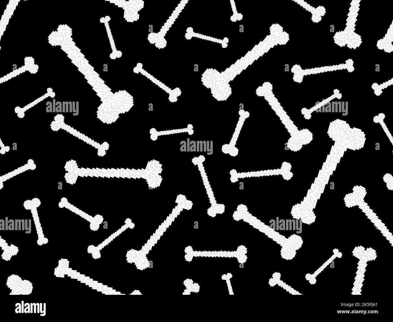 Seamless pattern with white bones in pixel art style. Halloween print ...