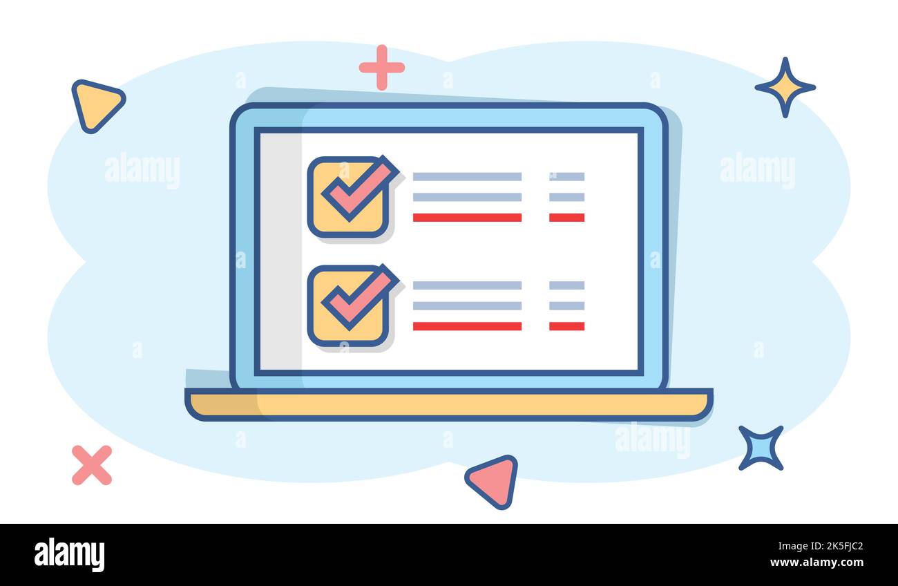 Online survey sign icon in comic style. Questionnaire vector cartoon ...