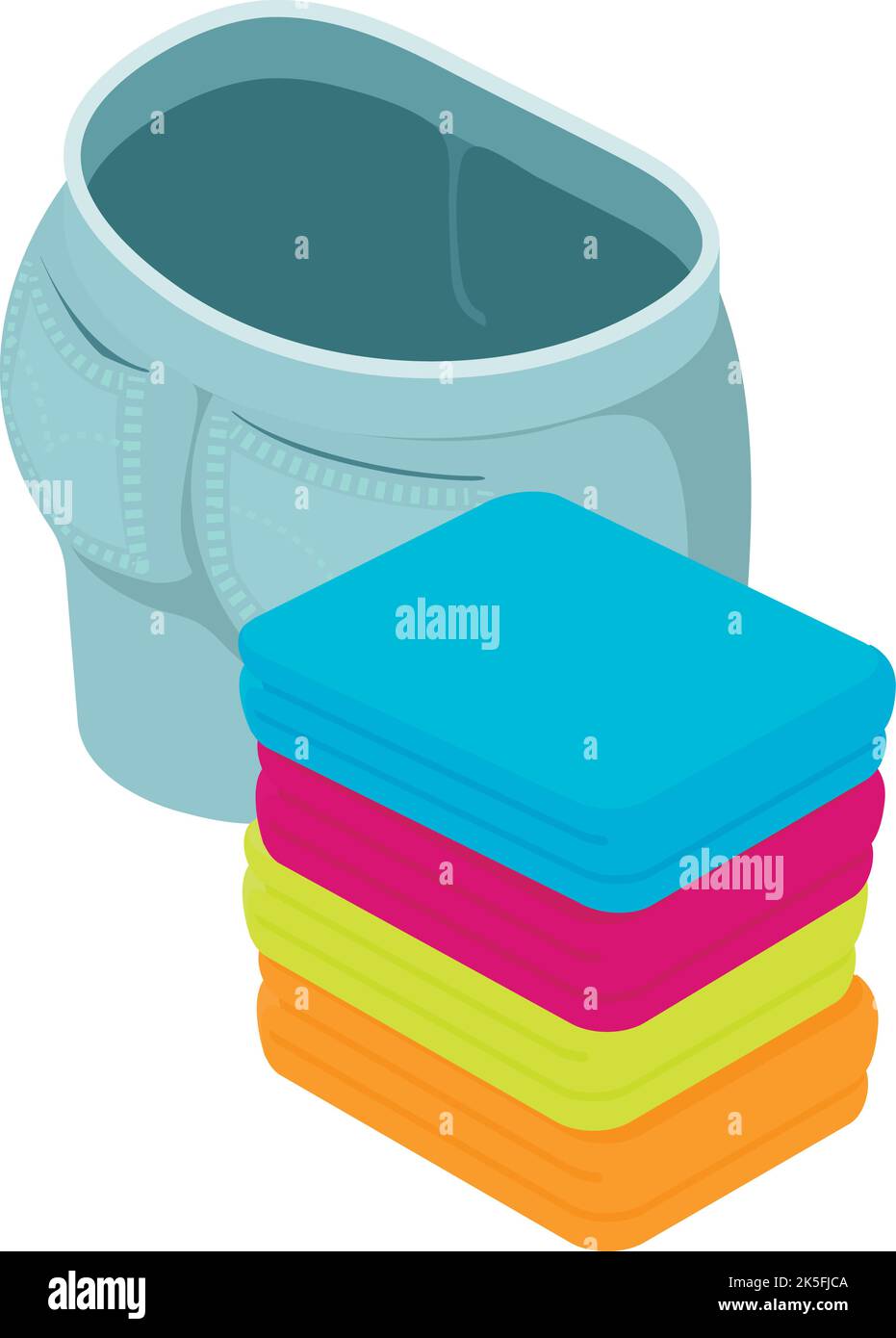 Laundered clothes icon isometric vector. Stack of colorful washed ...