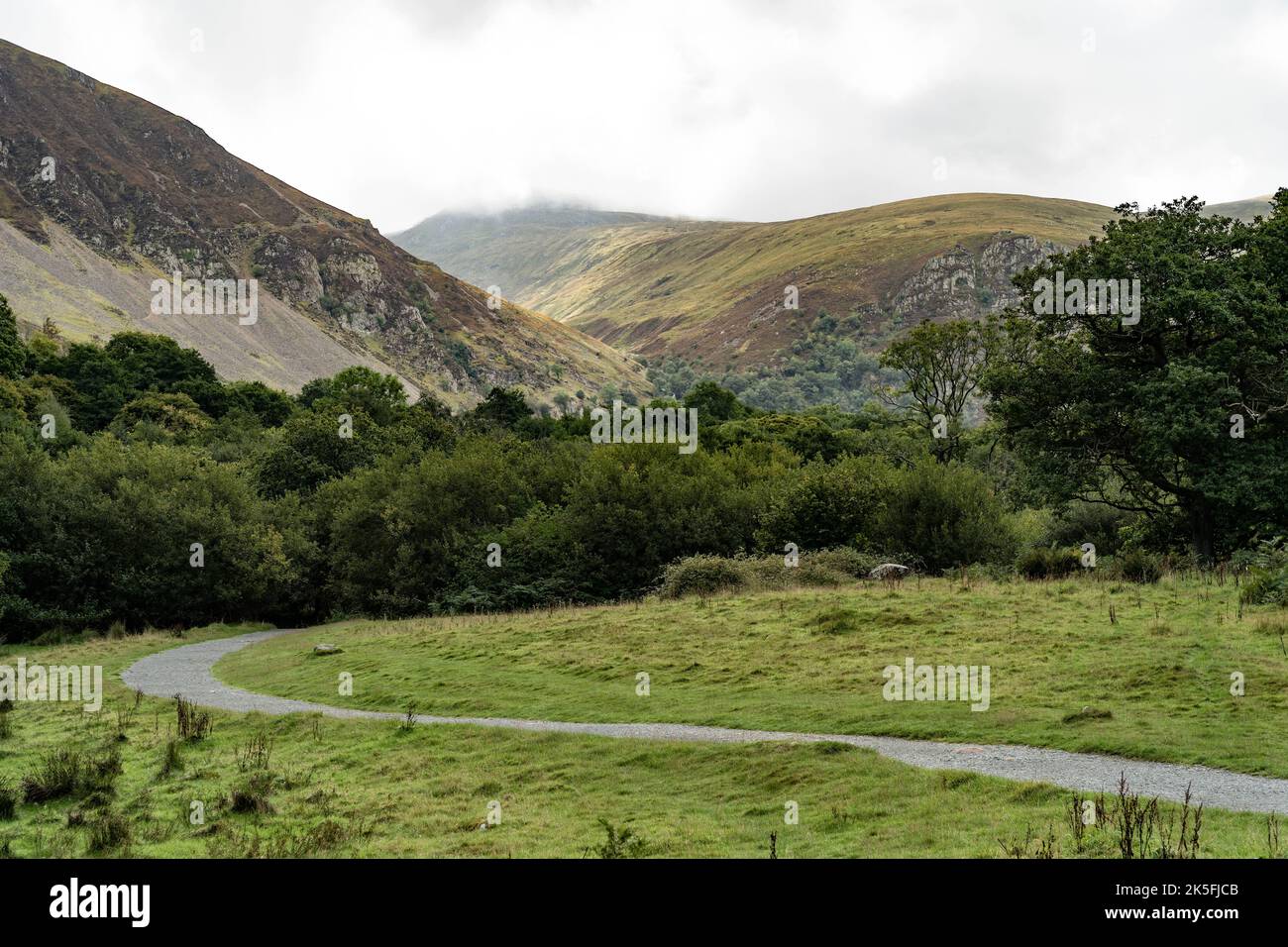 Field at Aber falls waterfall in the northern foothills of the ...
