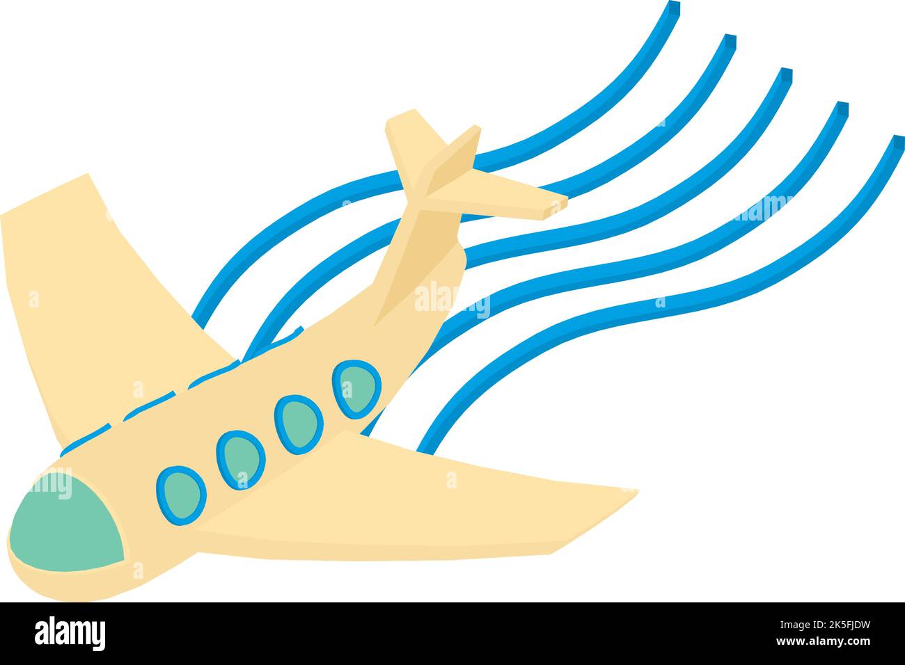 Air journey icon isometric vector. Modern passenger aircraft in airflow ...
