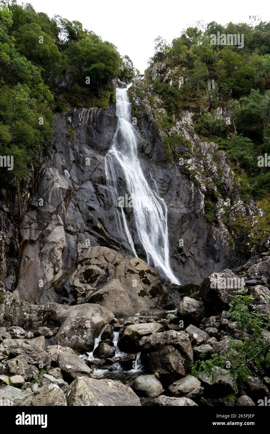 Aber falls waterfall in the northern foothills of the Carneddau. Afon ...