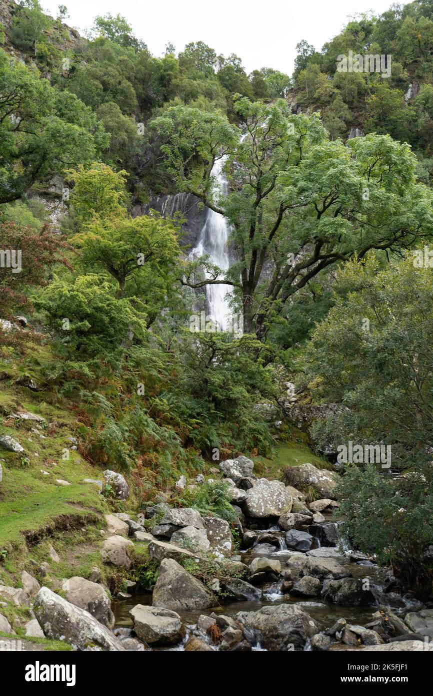 Aber falls waterfall in the northern foothills of the Carneddau. Afon ...