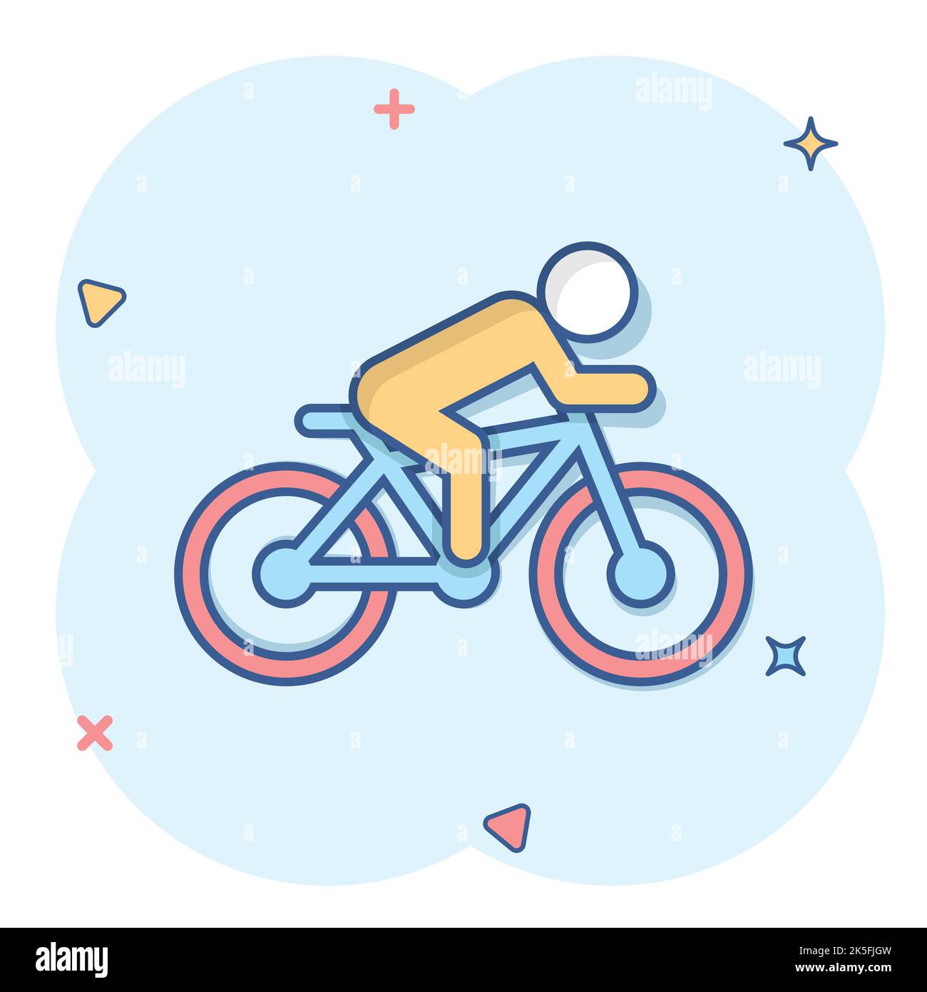 People on bicycle sign icon in comic style. Bike vector cartoon ...