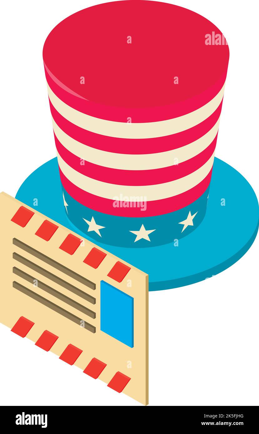 Election invitation icon isometric vector. Envelope and top hat in ...