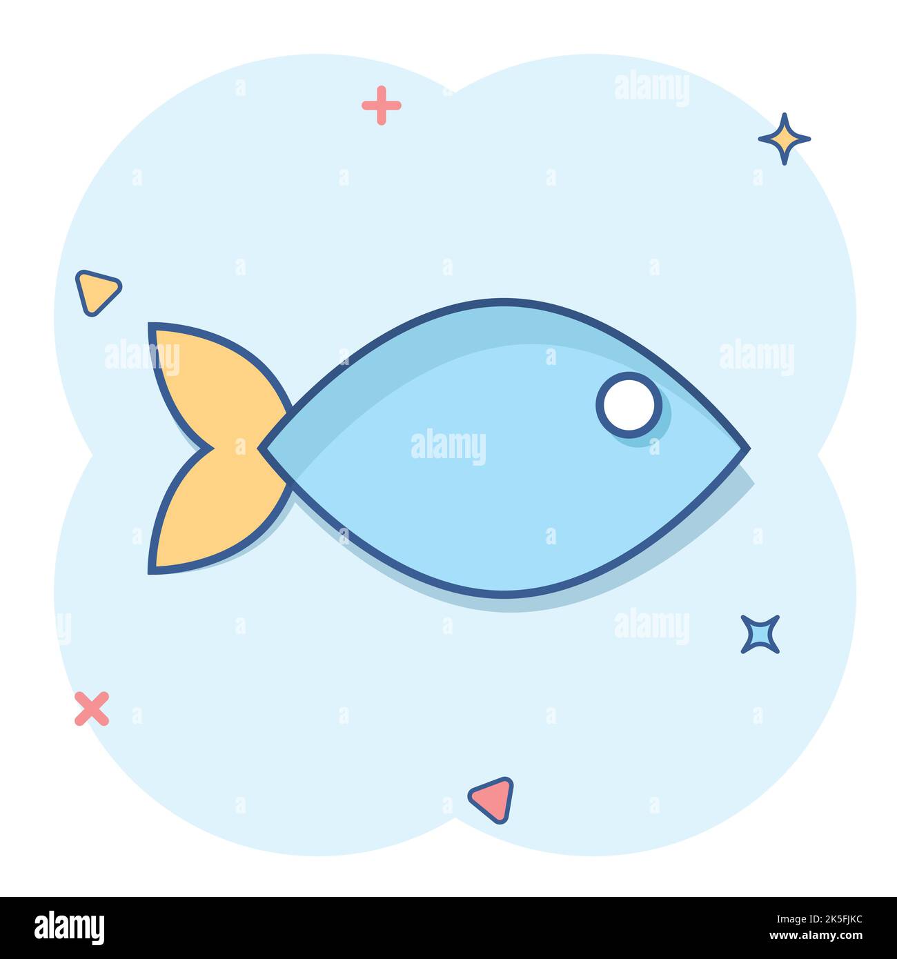Fish sign icon in comic style. Goldfish vector cartoon illustration on ...