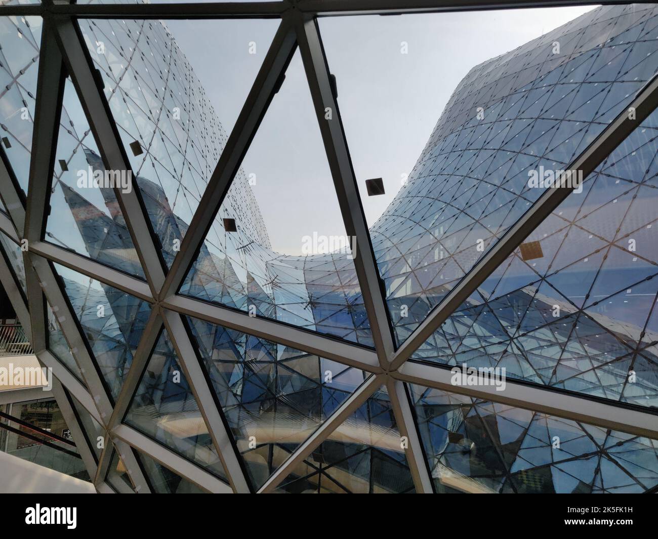 A glassed panoramic window view in Myzeil shopping centre, Frankfurt ...