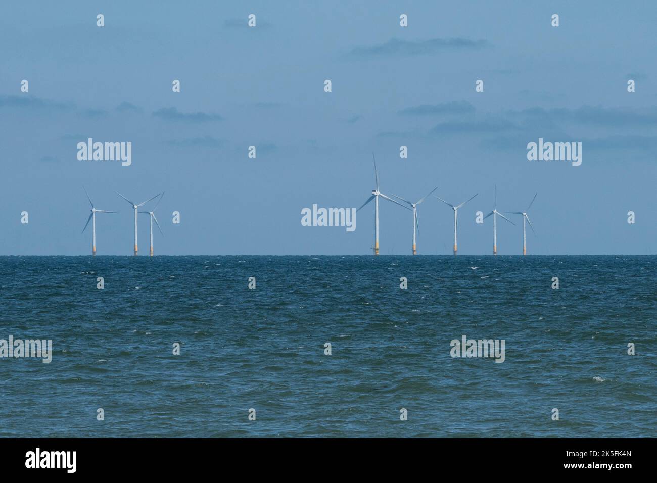 Wind turbines, part of Kentish Flats Offshore Wind Farm viewed from ...