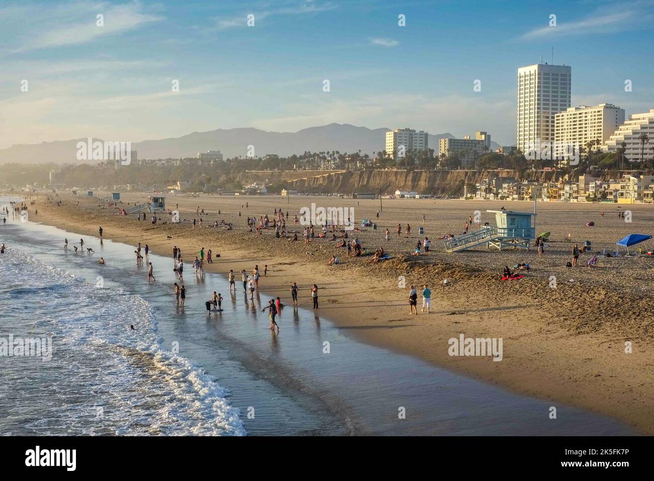 Santa Monica State Beach Viewed From Santa Monica Pier Is An Iconic