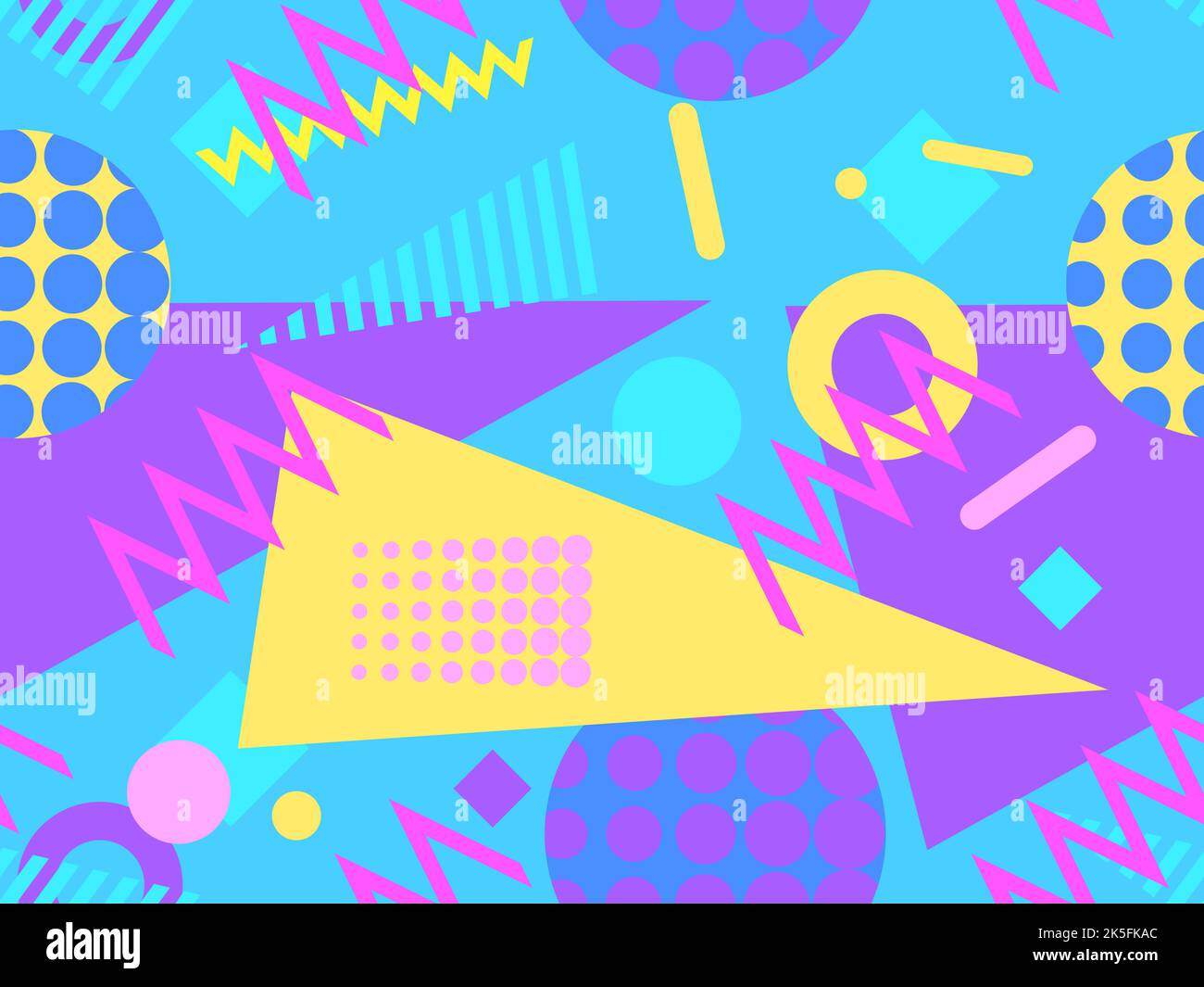 Seamless pattern with geometric shapes in 80s memphis style. Colorful ...