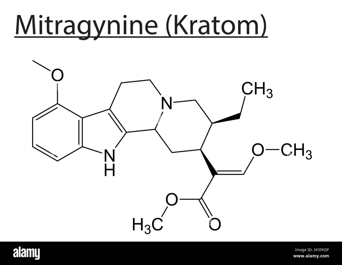 Mitragynine Kratom Molecular structure vector skeletal formula Stock ...