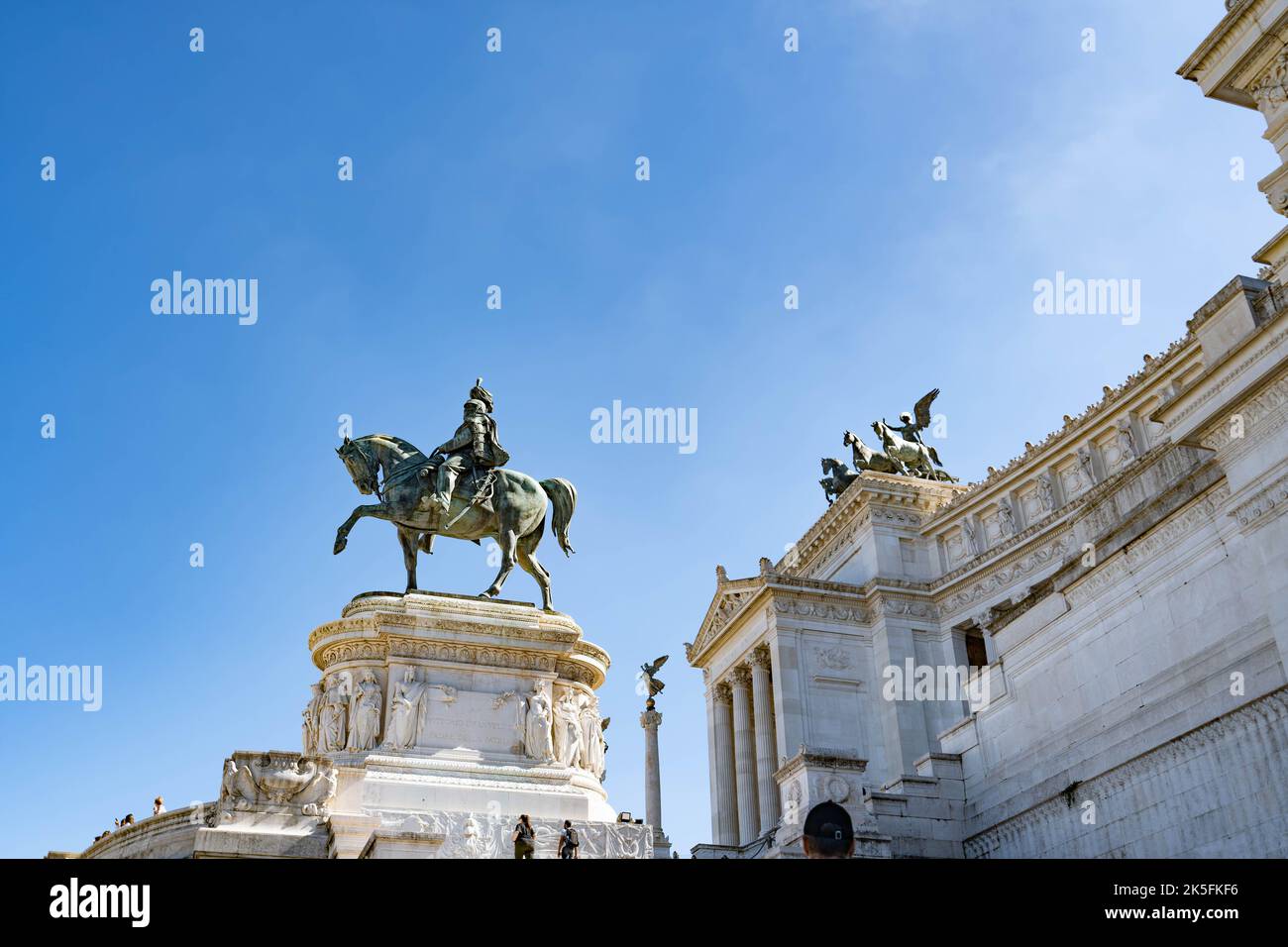 Bronze horse-back statue of Victor Emmanuel II by Enrico Chiaradia. The ...