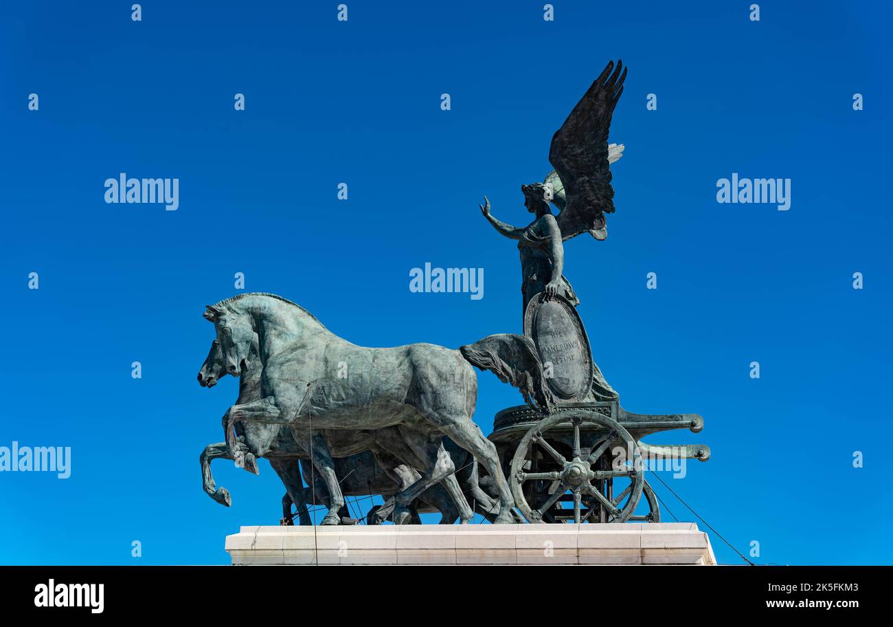 Statue of goddess Victoria on quadrigas, The Victor Emmanuel II ...