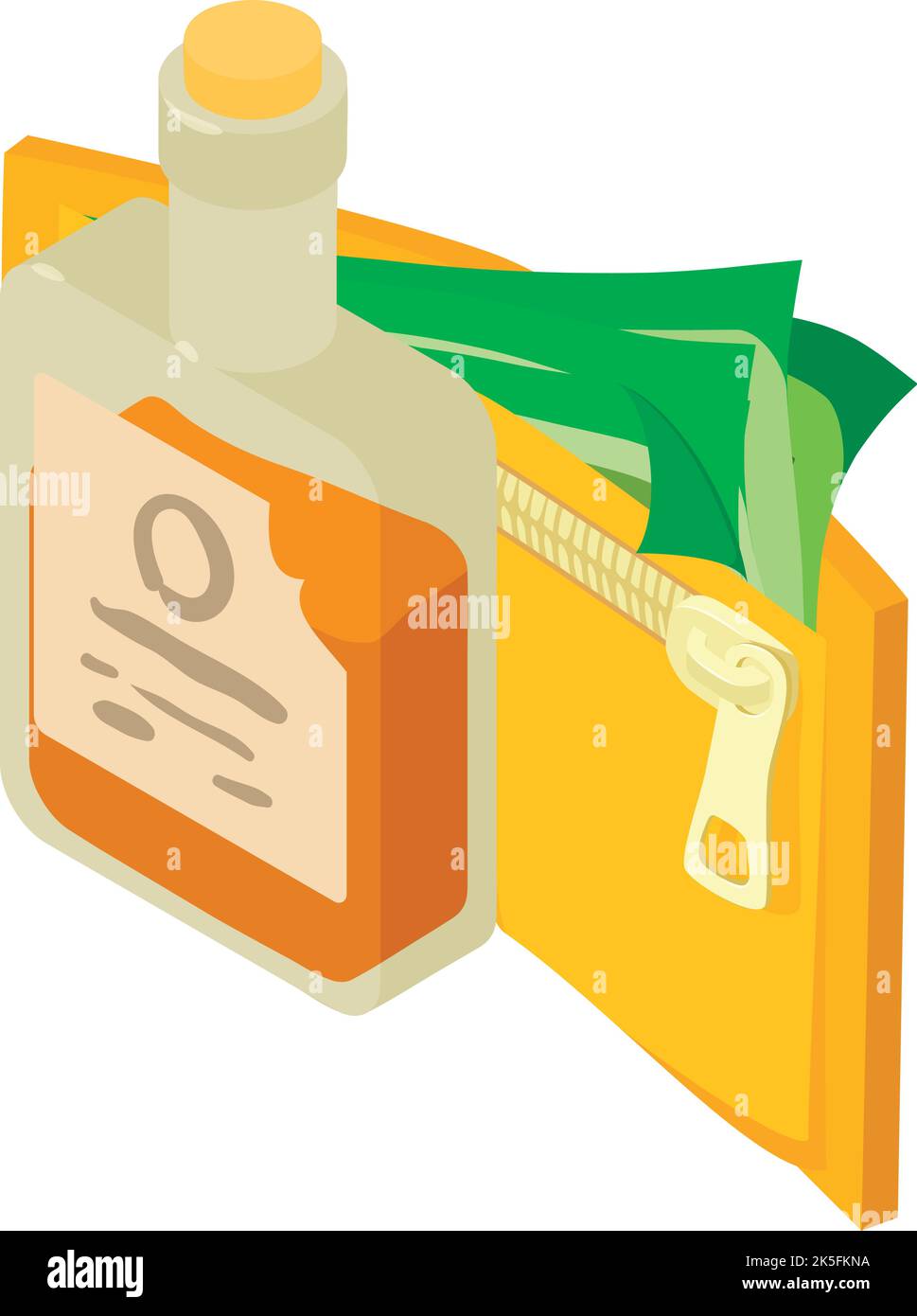 Western bar icon isometric vector. Bottle of liquor and wallet with ...