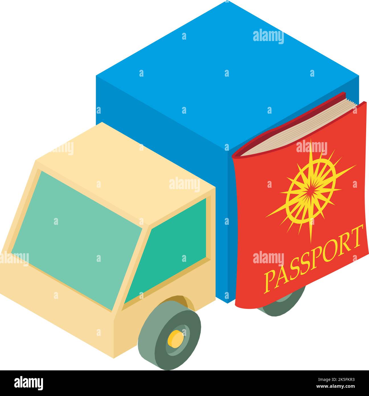 Ground transportation icon isometric vector. Delivery car, passport in ...