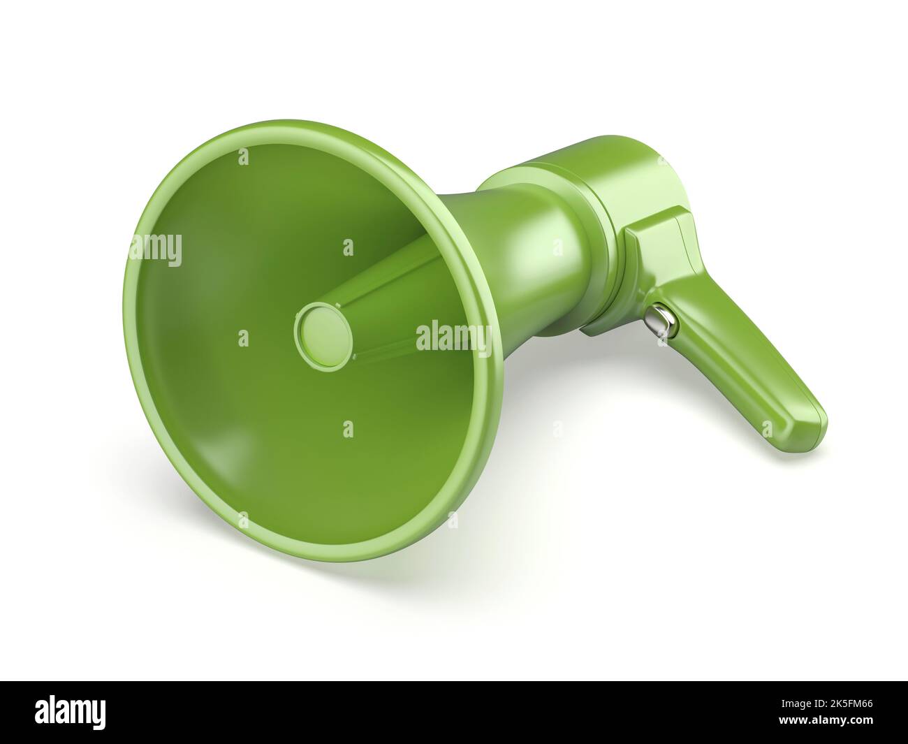 Green electric megaphone on white background Stock Photo - Alamy