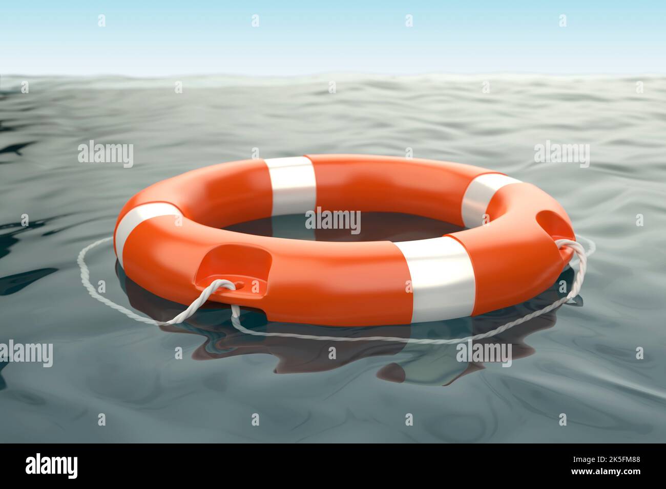Orange lifebuoy ring in the ocean Stock Photo - Alamy