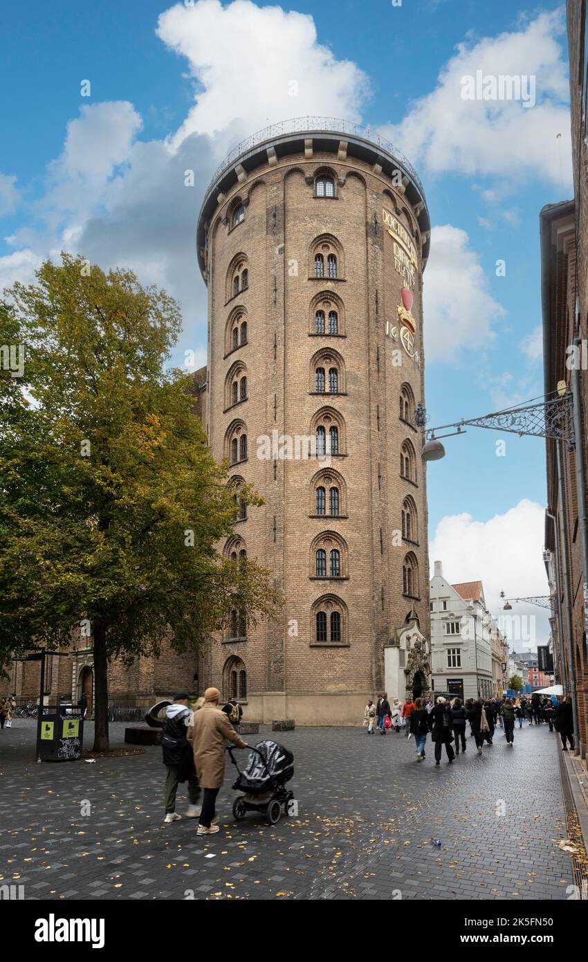 Copenhagen, Denmark. October 2022. view of the Rondetarn, 17th century tower with observatory ...