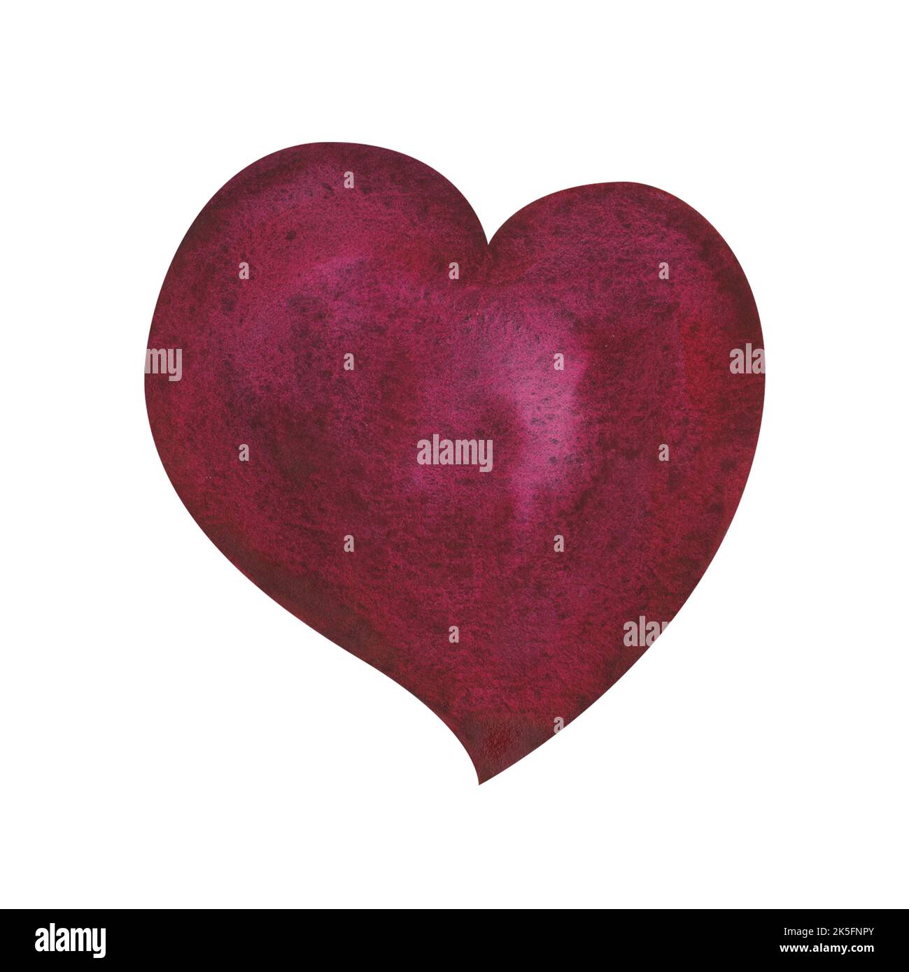 Watercolor heart shape red color on white background. Hand drawn ...