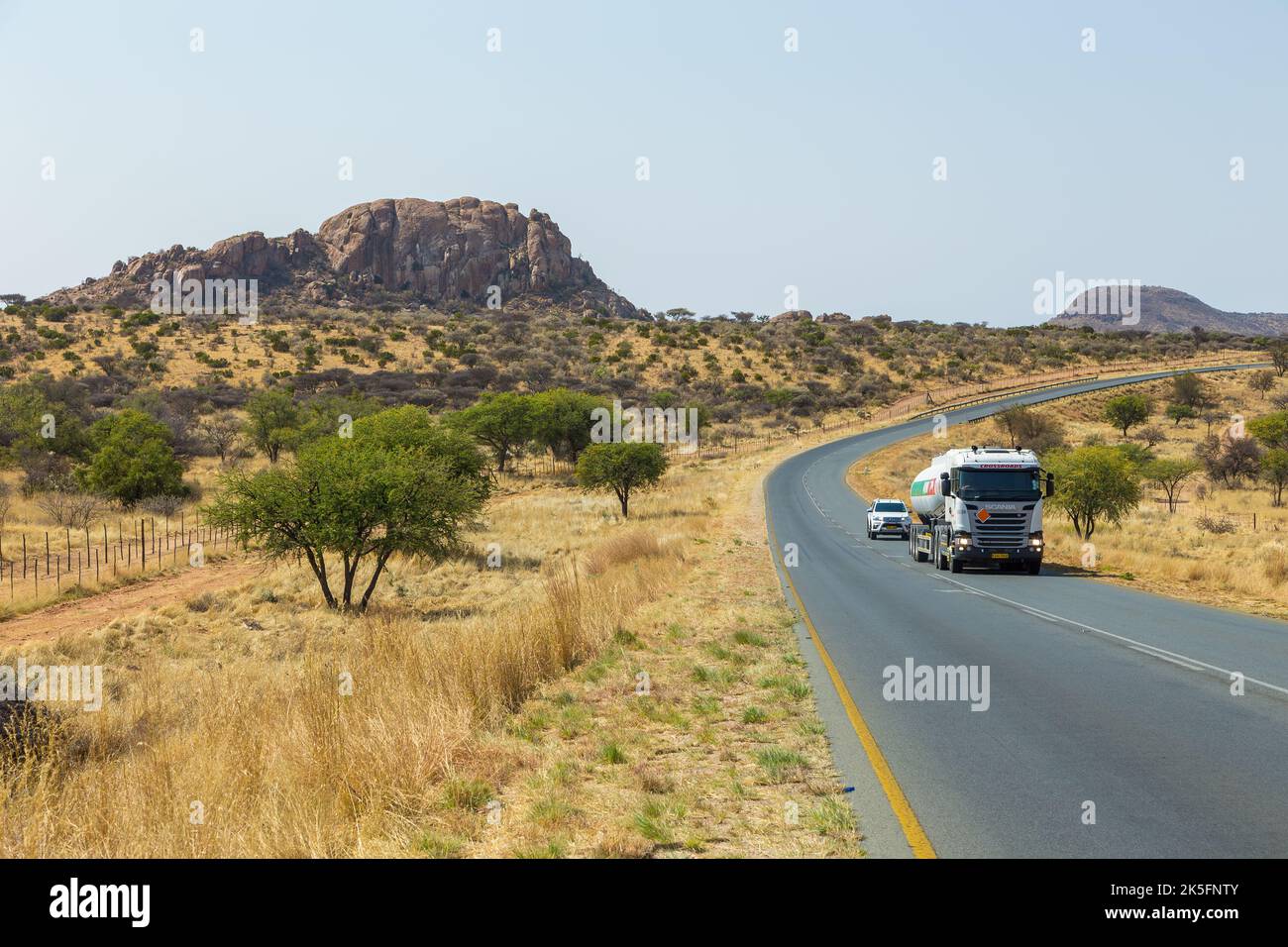 Khomas, Namibia - 28 September 2018: Truck on the road. Namibian ...