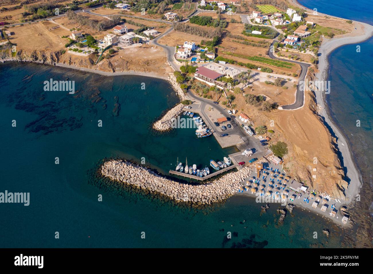 An aerial view of Pomos Fishermans Harbour in Cyprus Stock Photo - Alamy