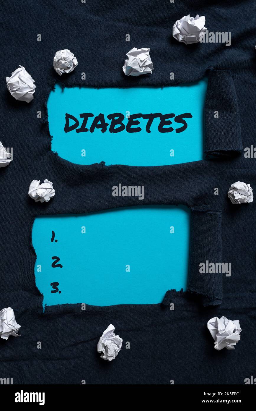 Sign displaying Diabetes. Word for any of various abnormal conditions ...